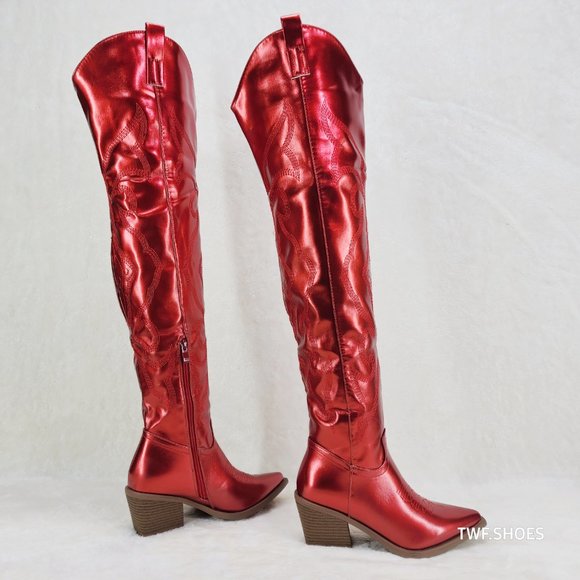 Mata Shoes | Shoes | Country Disco Cowboy Metallic Red Western Cowgirl ...
